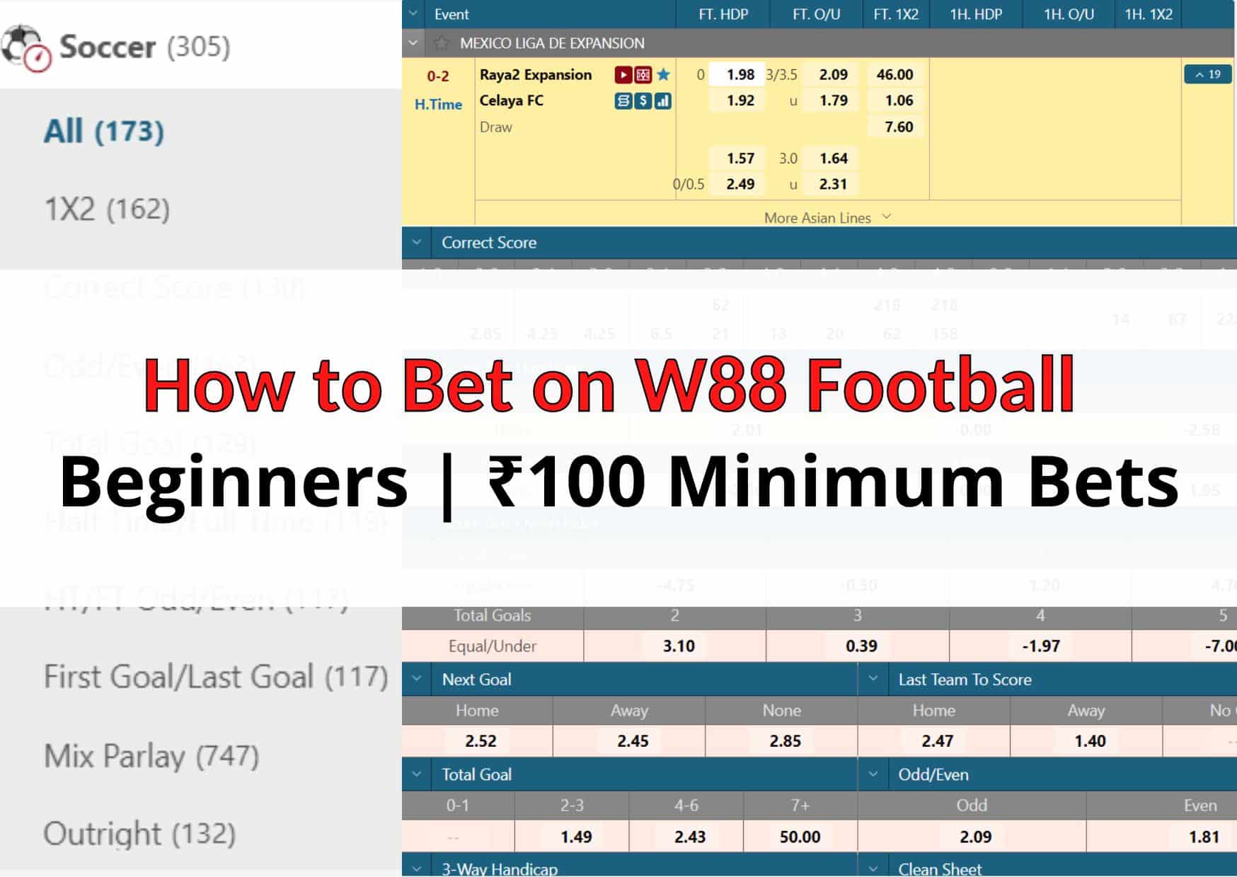 How to Bet on W88 Football for Beginners | ₹100 Minimum bets