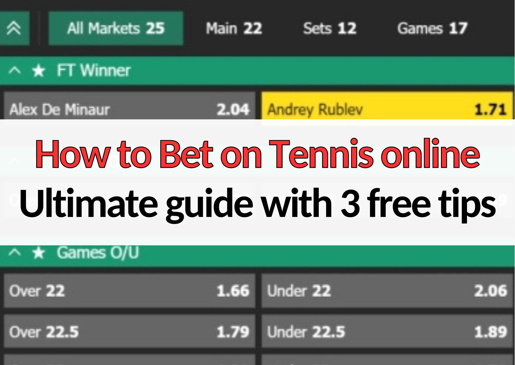 How to Bet on Tennis online Ultimate guide with 3 free tips