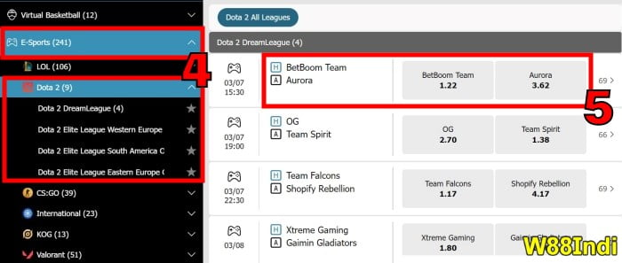 How to Bet on Dota 2 online: Play on W88 Dota 2 at ₹50 only!