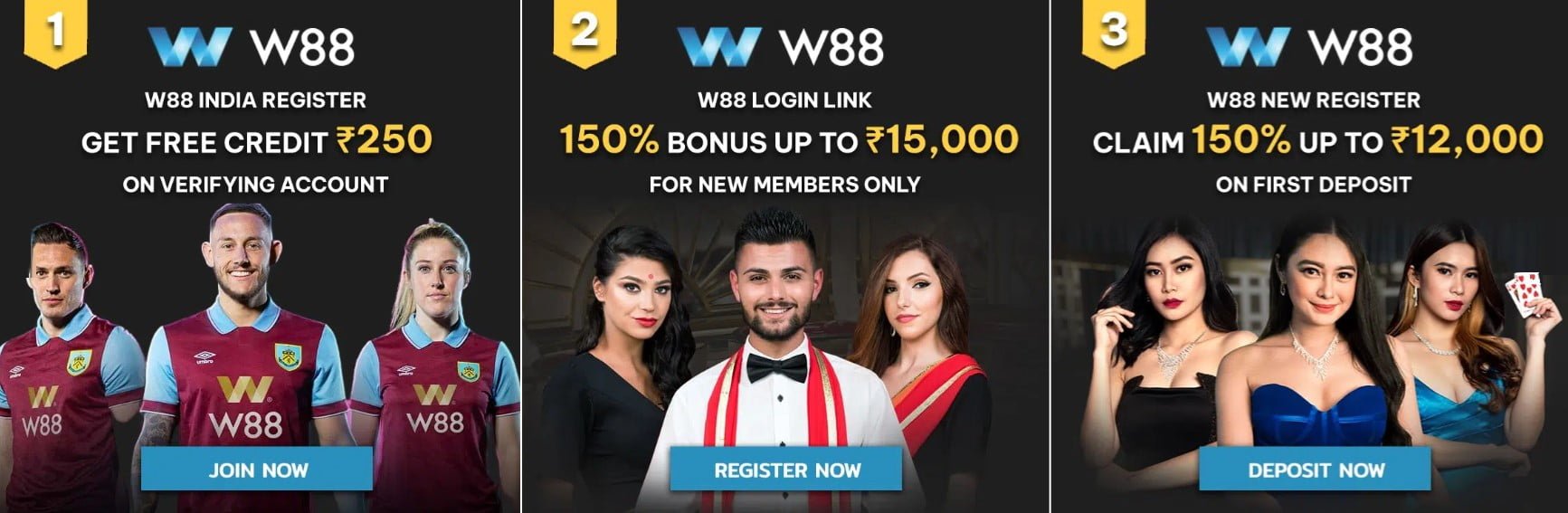 W88 Register – Join via quick form & win free credit of ₹250